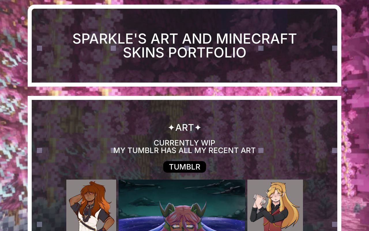 SparkleBeamX's Art and Minecraft Skins portfolio